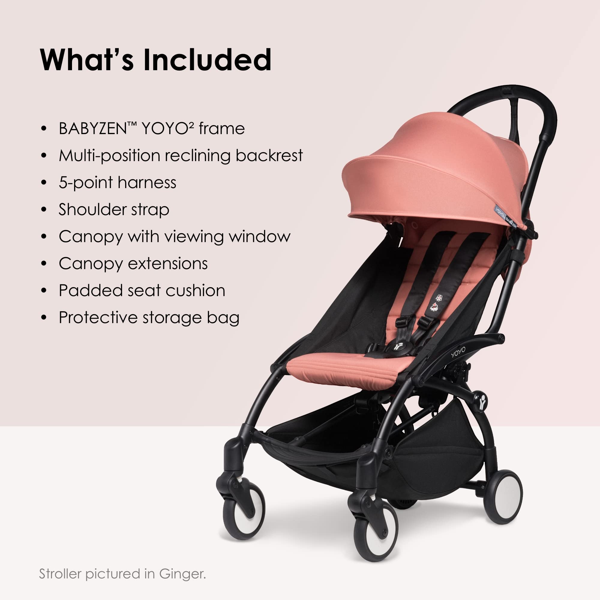 BABYZEN YOYO2 Stroller - Lightweight & Compact - Includes Black Frame, Red Seat Cushion + Matching Canopy - Suitable for Children Up to 48.5 Lbs