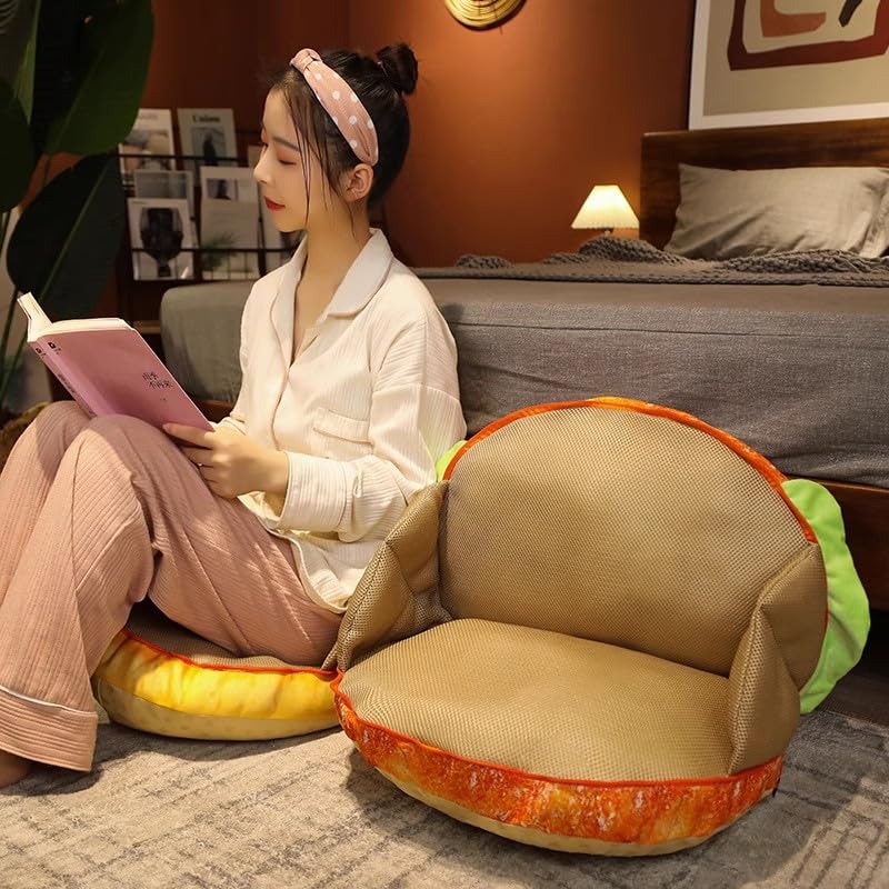 EASE 16" Large 3D Simulation Hamburger Plush Throw Pillow Sofa Cushion, Funny Food Stuffed Cheeseburge Sandwich Plushie Toy Burger Plush Home Decorative Seating Cushions