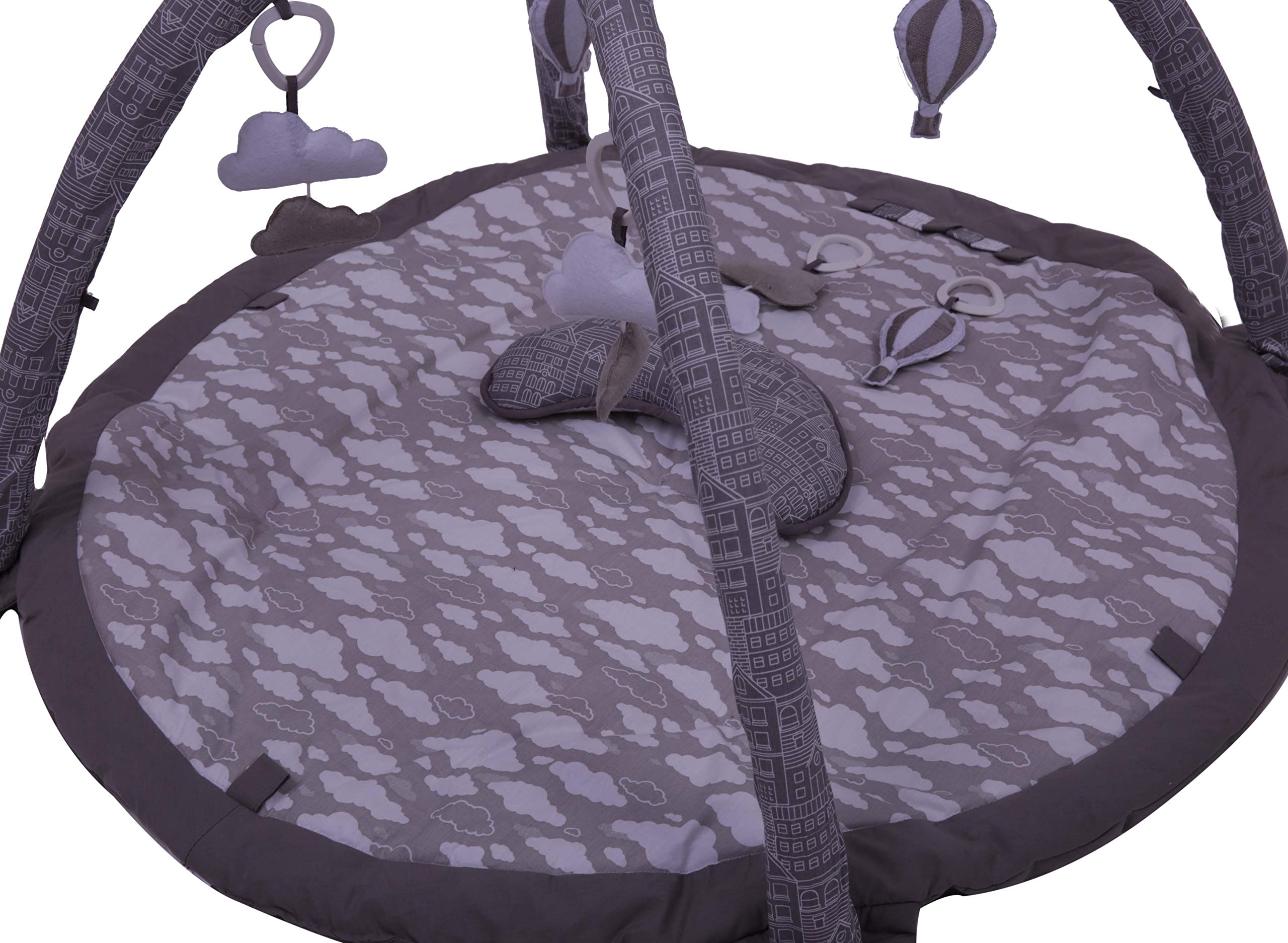 Bacati Clouds in The City Baby Play Gym with Mat, White/Grey