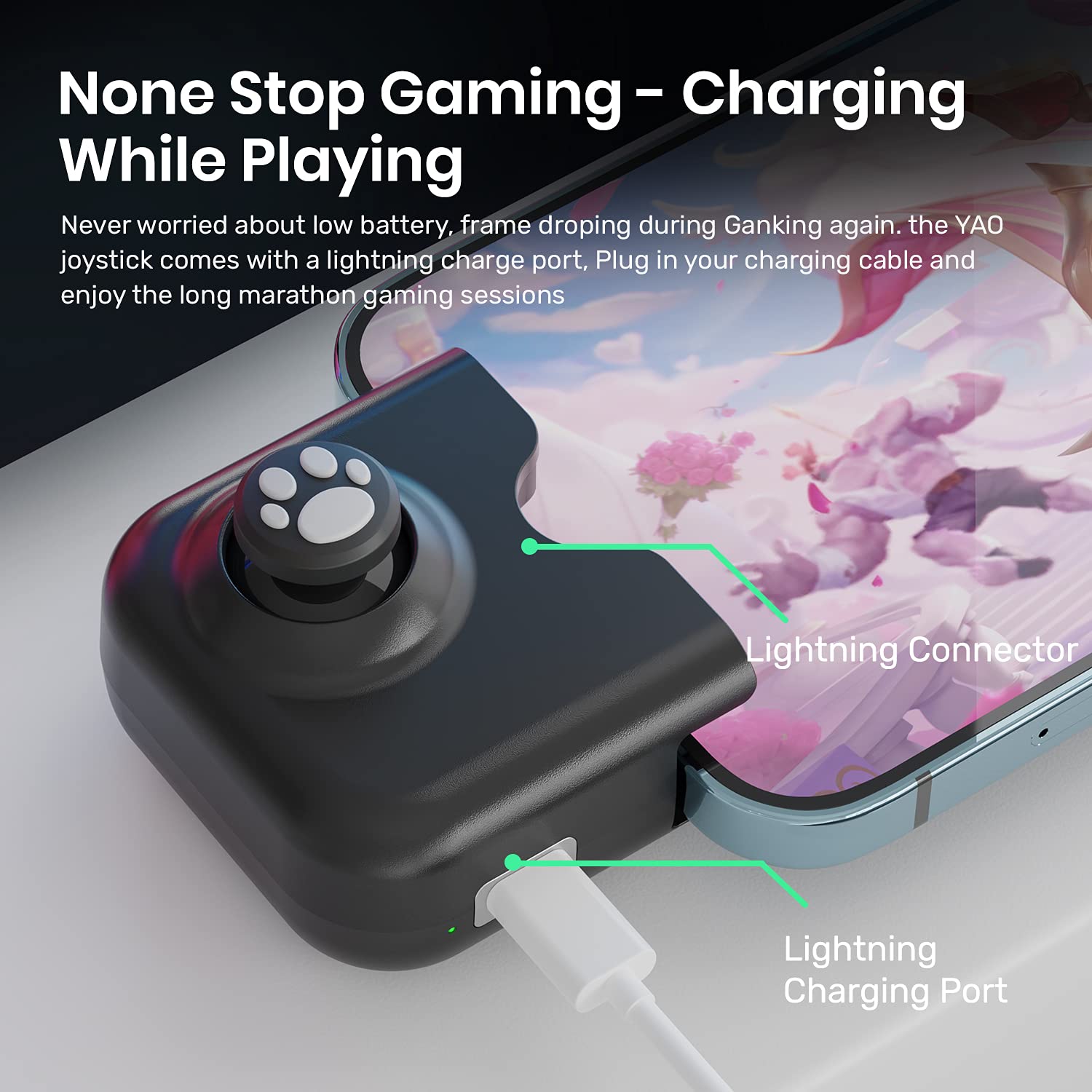 IFYOO YAO L1 Pro Mobile Game Controller Joystick for iPhone (iOS 13.4 or Later), Gaming Gamepad for PUBGG Mobile, Call of Duty Mobile(CODM), Wild Rift, Genshin Impact, with 2 pcs Finger Sleeve - Black