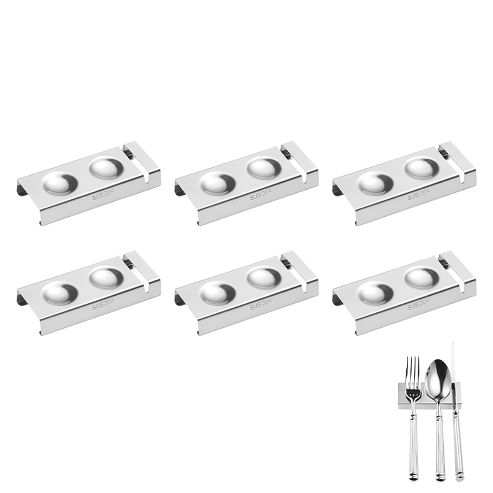 Cutlery Rests Stand for Chopsticks Spoon Fork Knife Rest Rack 304 Stainless Steel Flatware Holder Set of 6 for Dining Table Hotel Restaurant (Silver, 10X4X1.5CM)