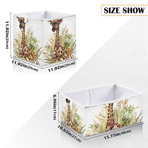 WELLDAY Storage Basket Cute Giraffe Foldable 15.8 x 10.6 x 7 in Cube Storage Bin Home Decor Organizer Storage Baskets Box for Toys, Books, Shelves, Closet, Laundry, Nursery