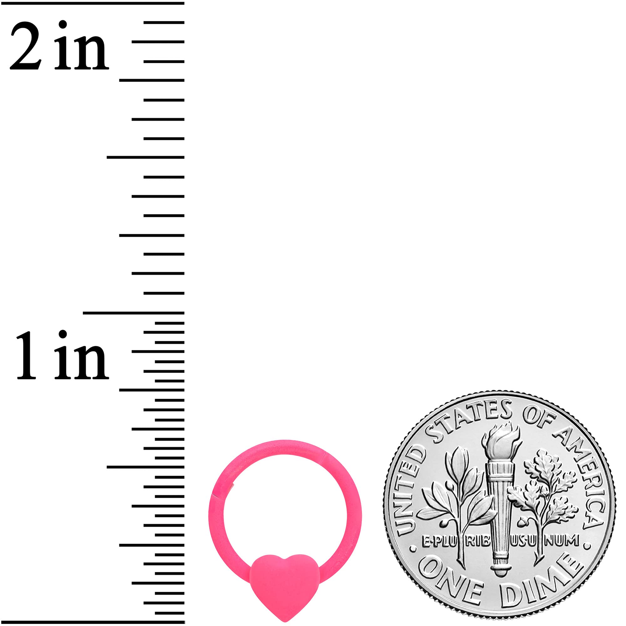 Body Candy Women 16G Pink Matte Steel Hinged Segment Ring Seamless Cartilage Nipple Ring Heart Nose Hoop 3/8
