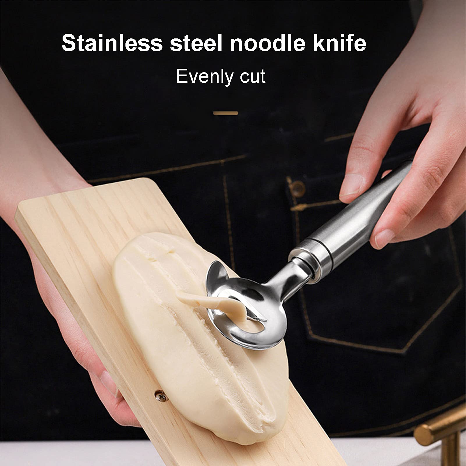 Fdit Kitchen Noodle Knife, Noodle Knife Sturdy Slotted Design Small for Kitchen for Home for Chopping Vegetables for Cutting Dough(Left hand)