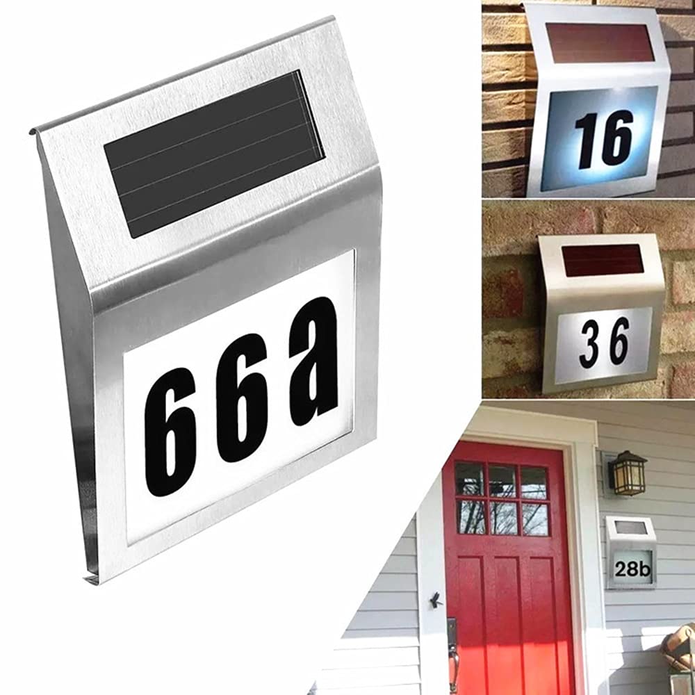 HUMINGG Solar Lights Outdoor Solar Lamp House Number Sign Lighted LEDs Doorplate Number Light for Home Street Solar Garden Light