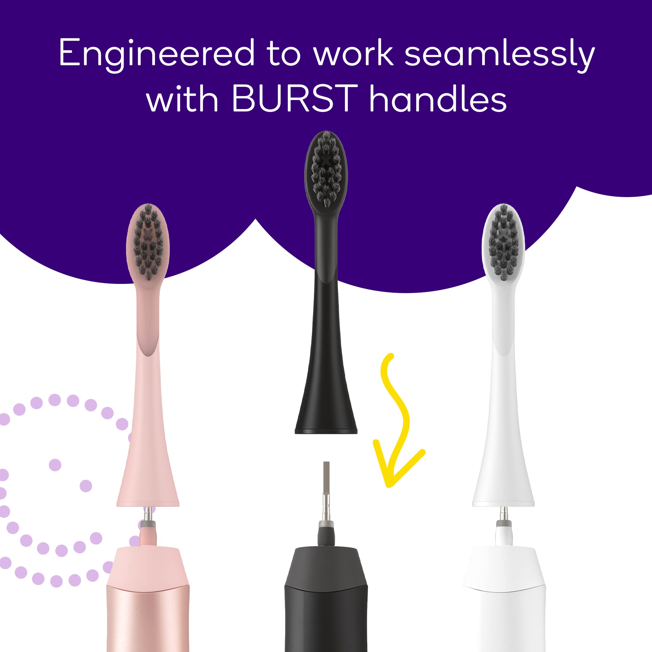 Burst Electric Toothbrush Essentials Set – Oral Care Bundle with Sonic Toothbrush (Black Color), 4 Replaceable Brush Heads (1 Year Supply) & Travel Case – Gift Set for Men & Women