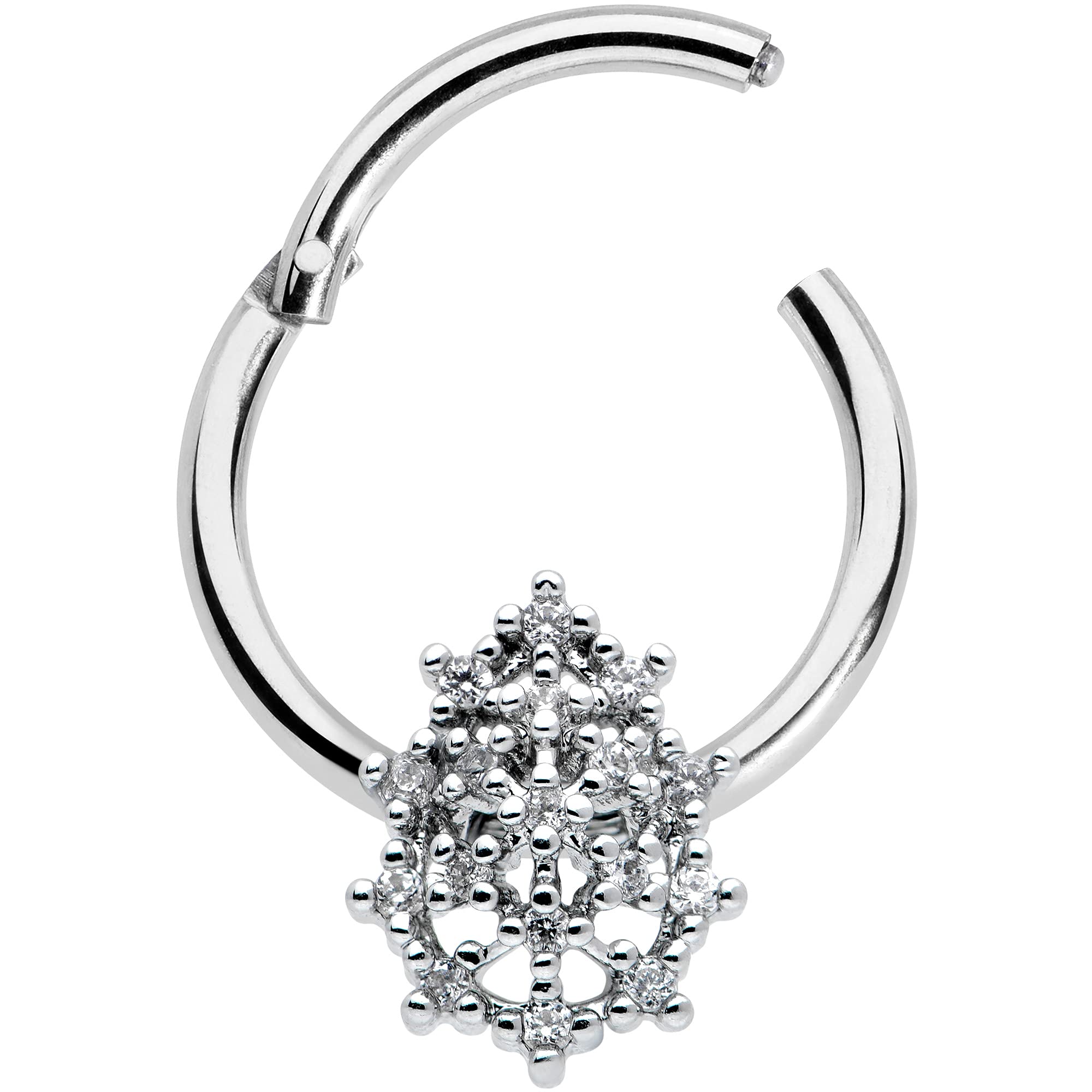 Body Candy Womens 16G Steel Hinged Segment Ring Seamless Cartilage Nipple Clear Texture Drop Nose Hoop 3/8"