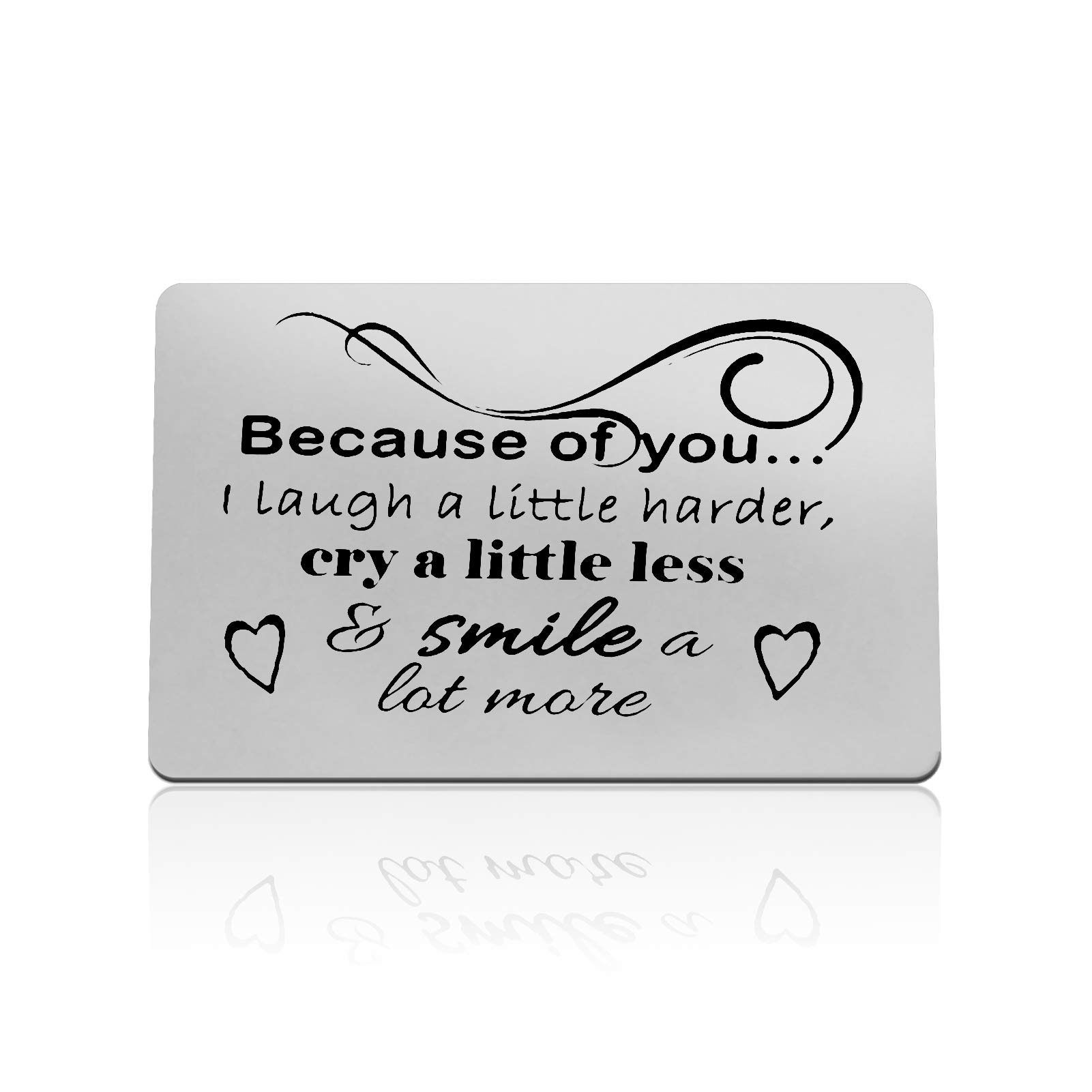Best Friends Gift Engraved Wallet Card for Sister Friend To My Best Friends Gift Because of You I Laugh a Little Harder Friendship Gifts Graduation Gift Christmas Birthday Wedding Gift for Best Friend