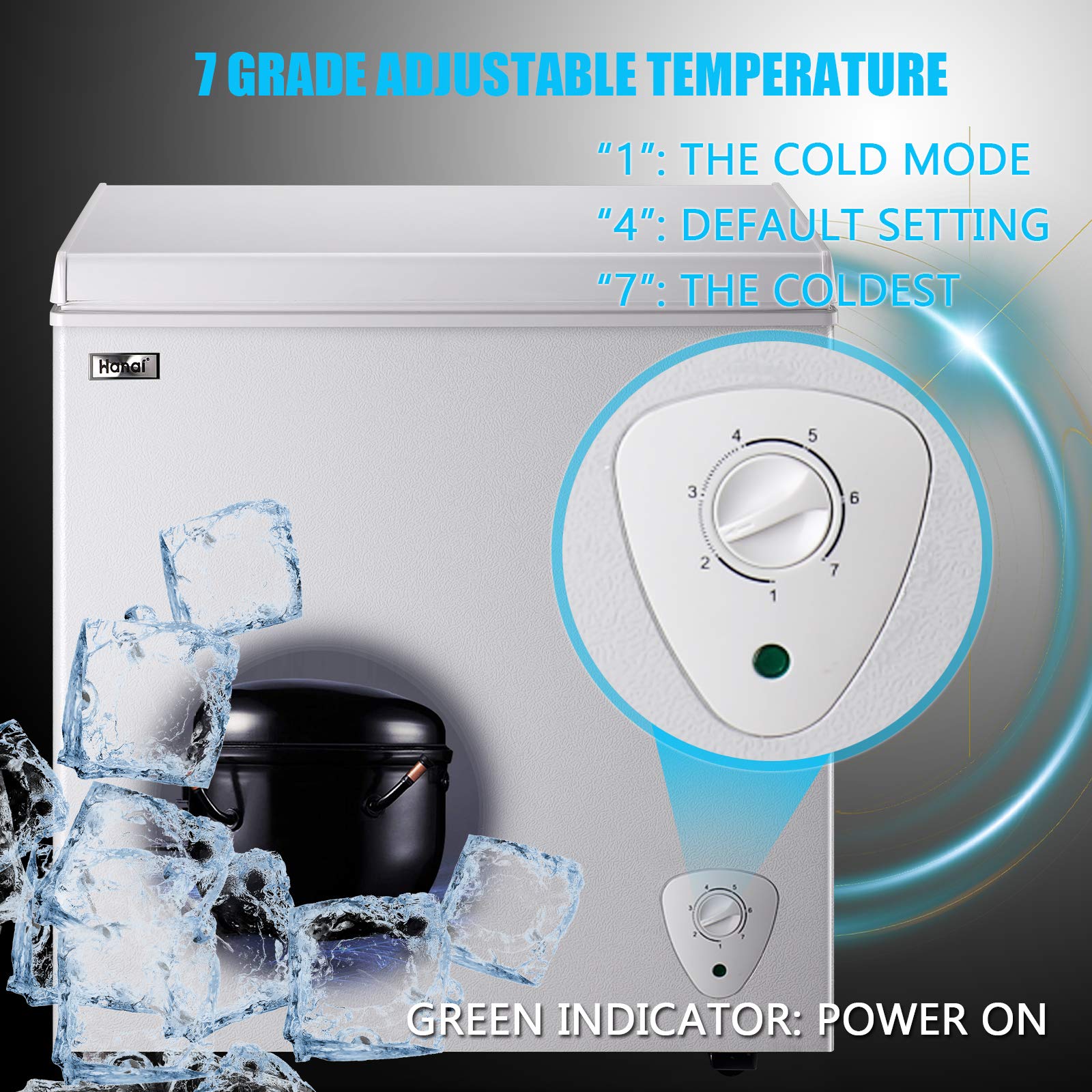 Chest Freezer 5.0 Cu.Ft Black Compact Freezer, Manual Defrost Deep Freezer with Storage Basket, Space-Saving Flat Back, Stay-Open Lid, Side-Access Drain for Home Basement Cottage Business