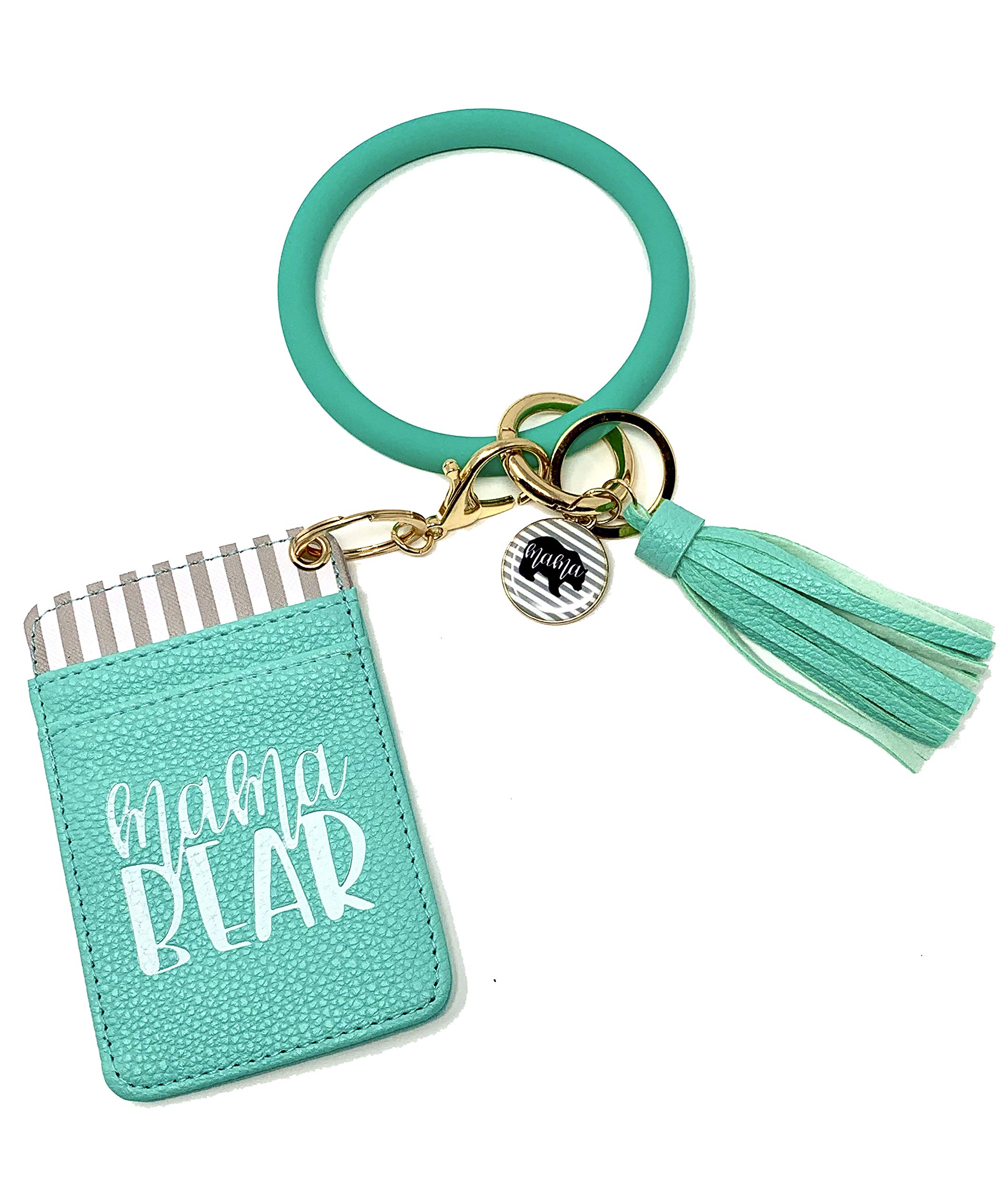 Best Gifts for Mom - Mama Bear Gift - Mom Keychain Wallet - Unique Silicone Bangle O-ring ID Credit Card Wallets - Cute Gifts for Mother's Day, Birhday Present for Momma, Mommy from Daughter, Son
