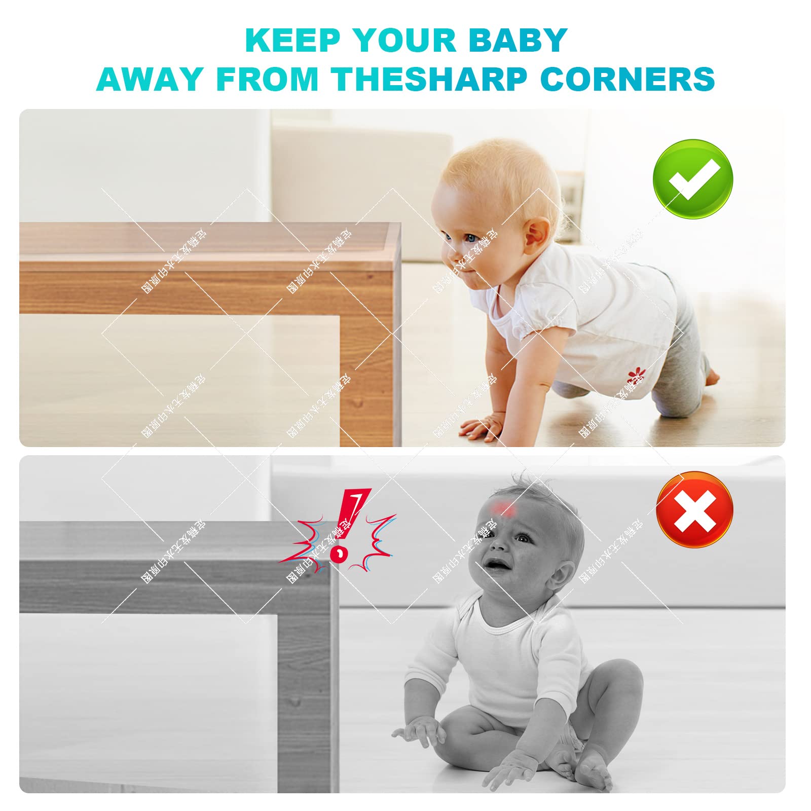Corner Protector Baby Proofing Edge Strip Clear Silicone Soft Protectors with Upgraded Pre Taped Strong Adhesive for Tables Cabinets Drawers, 0.6×0.6 inch width 6.6 ft length, (FZT-1)