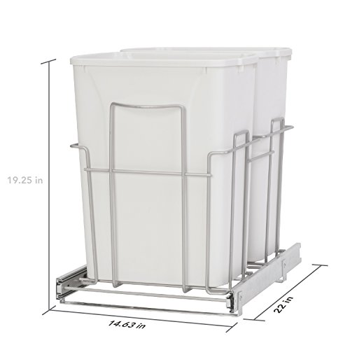 Panacea Grayline Double Trash Can Slide Out Basket Storage, Satin Nickel