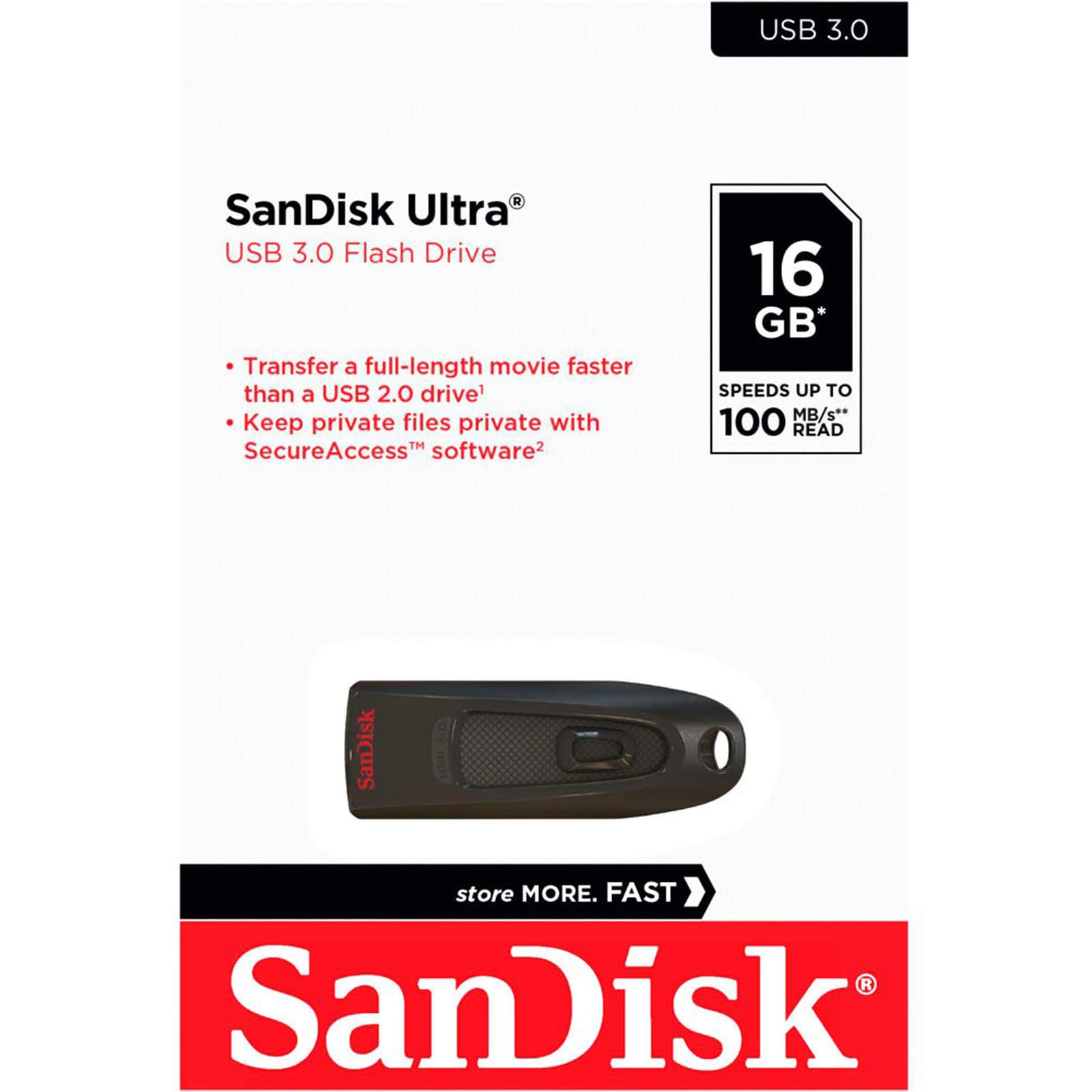 SanDisk Cruzer Ultra 16GB USB 3.0 Flash Drive SDCZ48-016G-U46 up to 100MB/s (Pack of 5)