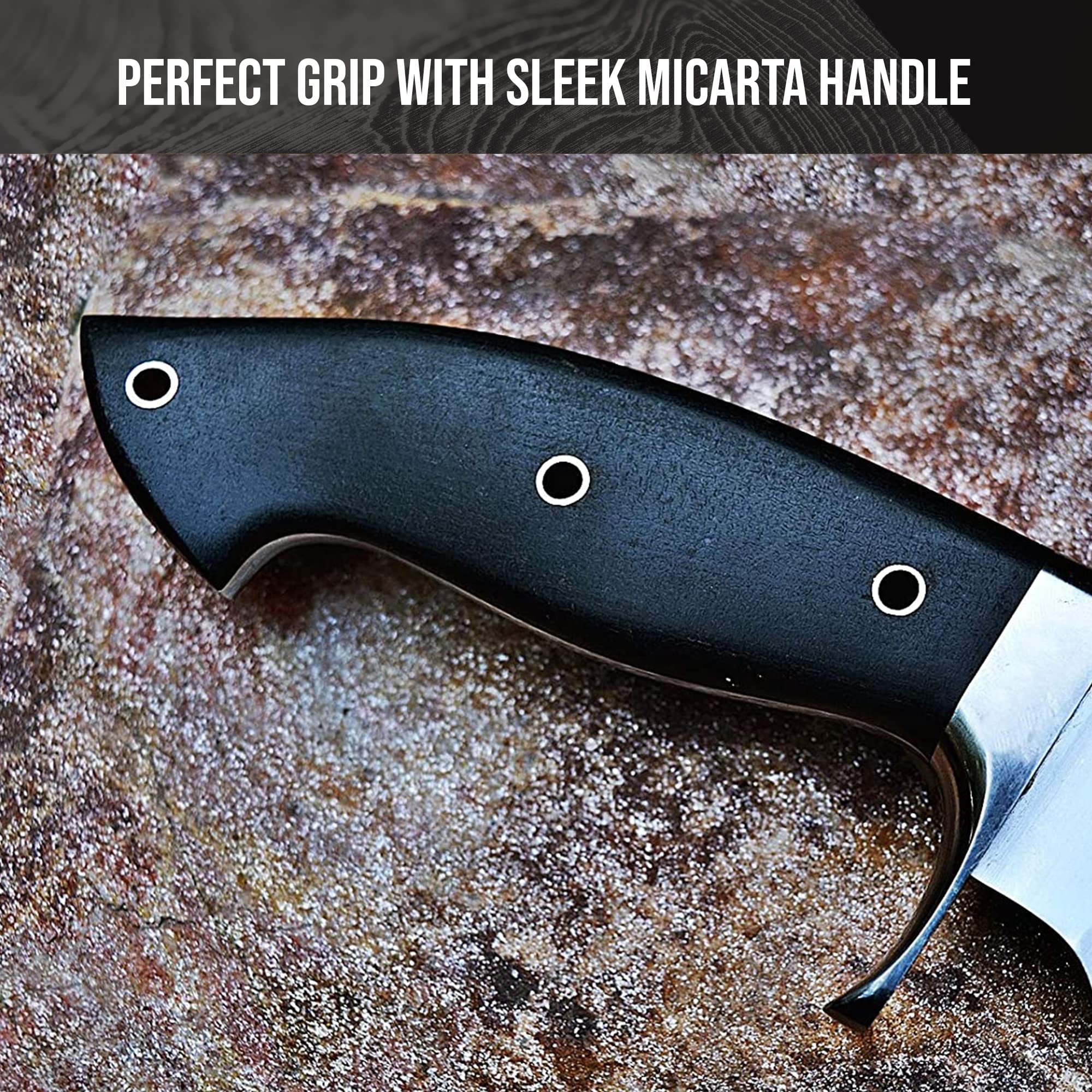 BIGCAT ROAR Handmade D2 Steel Kukri Machete Knife - Bushcraft Fixed Blade Hunting Knife with Sheath and Micarta Handle - 15″ EDC Cutting Knife - Black Horse