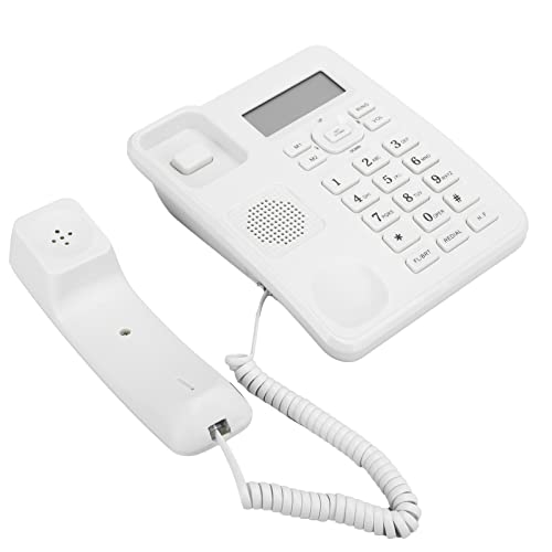 Eboxer Corded Telephone, Large Button Business Landline Phone, DTMF FSK Dual System, with LCD Screen Display, 16 Ringtones, for Household Hotel Domestic Home Office, White