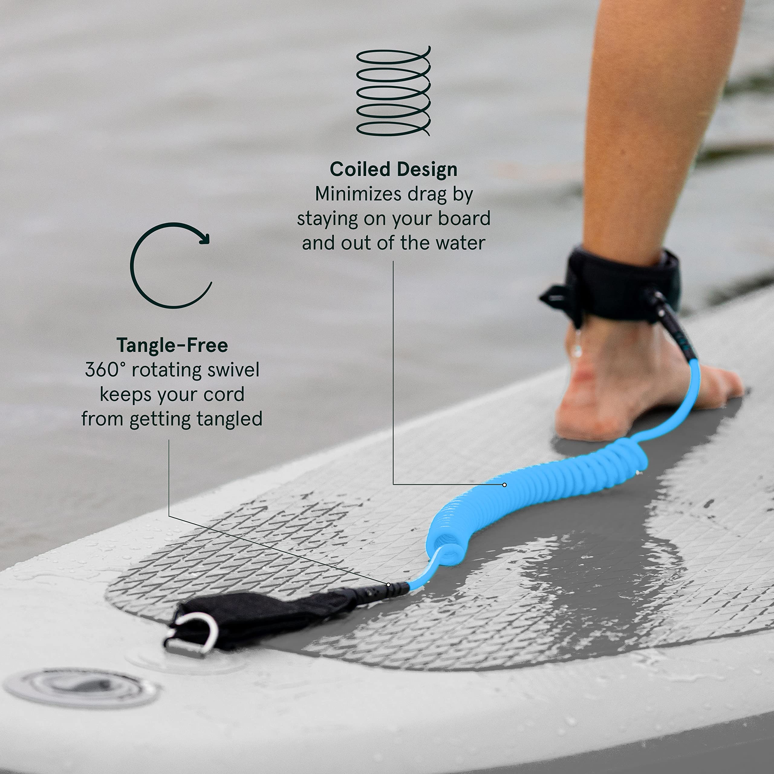 Retrospec Weekender 10' Paddle Board Safety Leash, Coiled for Stand Up Paddleboards