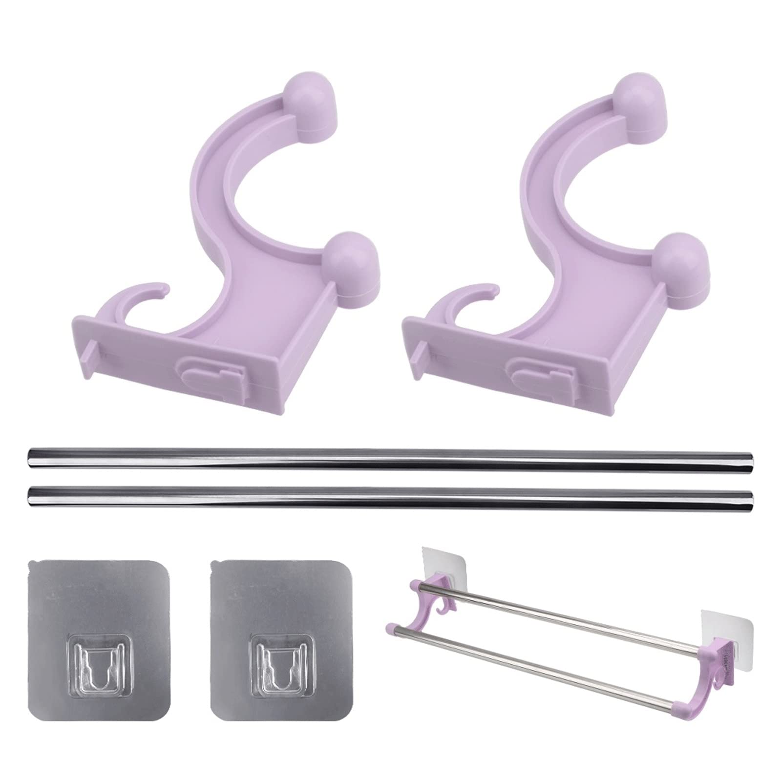 Yulhao Bar Counter Bathroom Kitchen Rack Double Towel Rack, Household Storage Stainless Steel Door Cabinet Rack (Color : Purple)