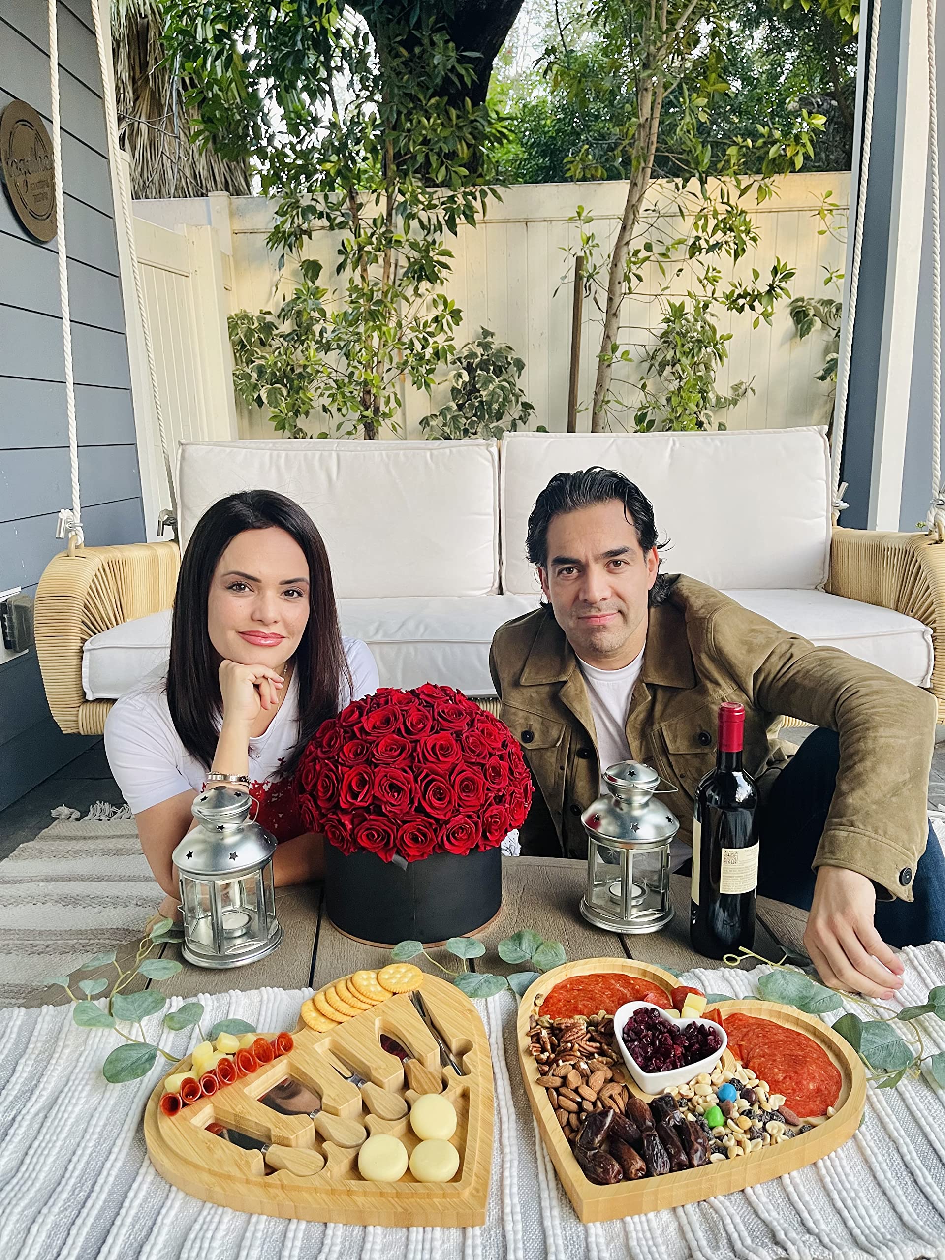 Bamboo Heart Charcuterie Board Set with knife set β Cheese Tray for Serving Cheese, Crackers, and Appetizers at Parties β Best gift for weddings birthdays valentines, anniversaries, and much more