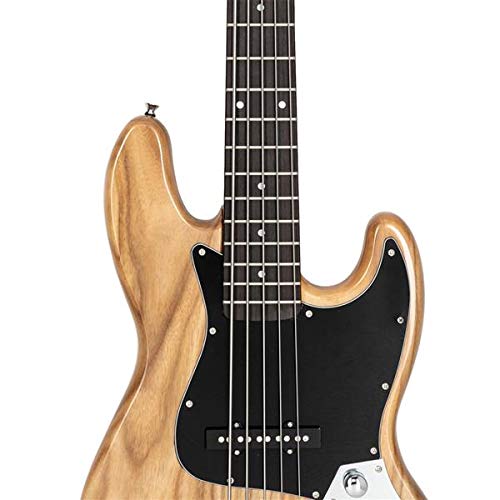 Bass Glarry Gjazz Electric 5 String Bass Guitar Full Size Bag Strap Pick Connector Wrench Tool Burlywood