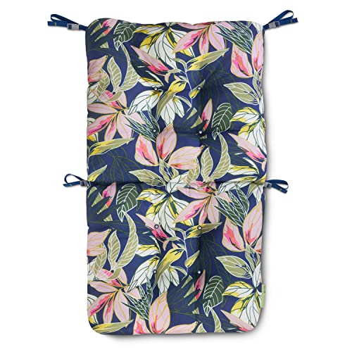 Vera Bradley by Classic Accessories Water-Resistant Patio Chair Cushion, 21 x 19 x 22.5 x 5 Inch, Rain Forest Leaves Blue, Seat Back Cushion