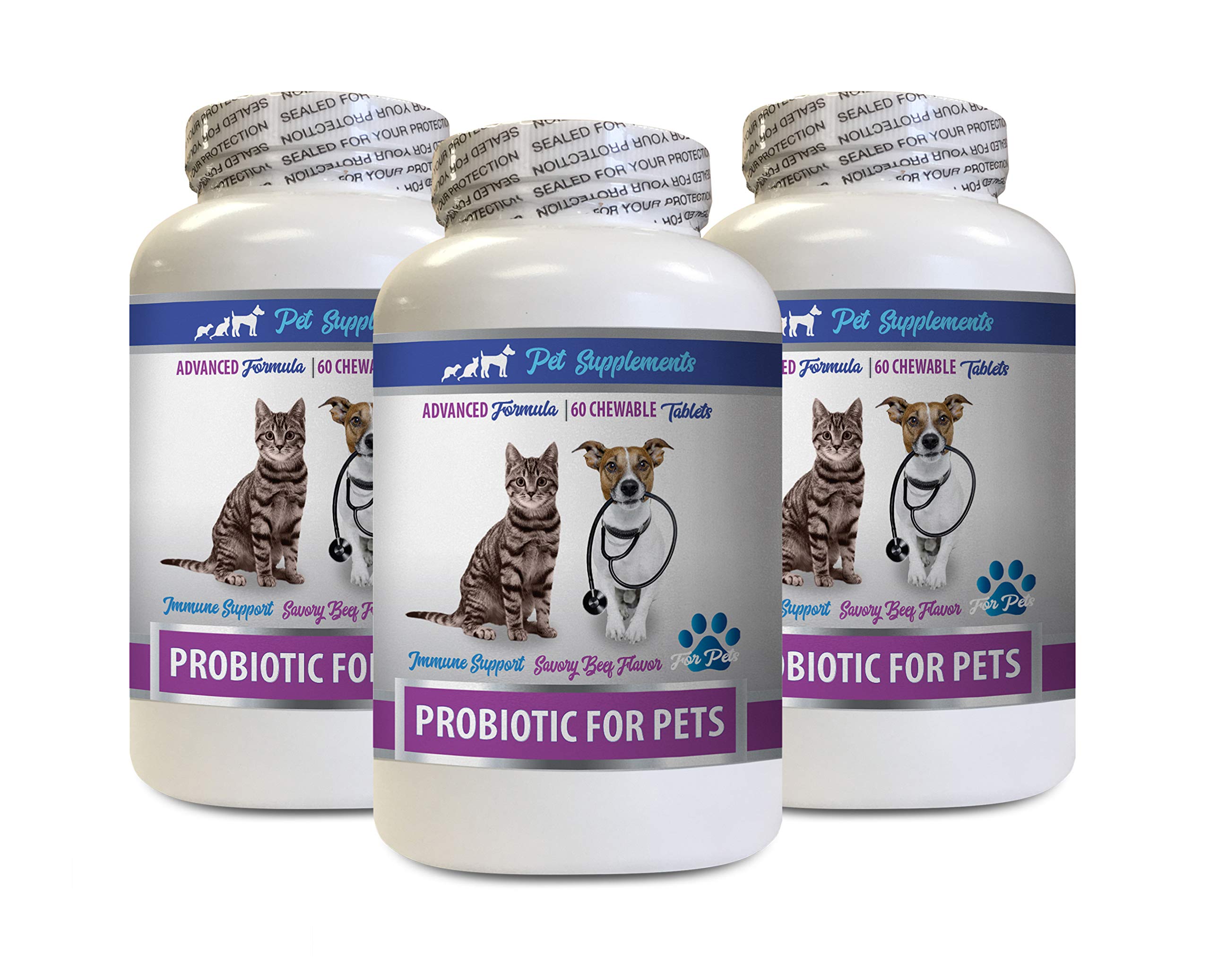 Gut Soothe for Dogs - PROBIOTICS for Pets - Dogs Cats - Bad Gas and Breath Treats - Advanced Immune Boost - Dog probiotics Large Breed - 3 Bottles (180 Treats)