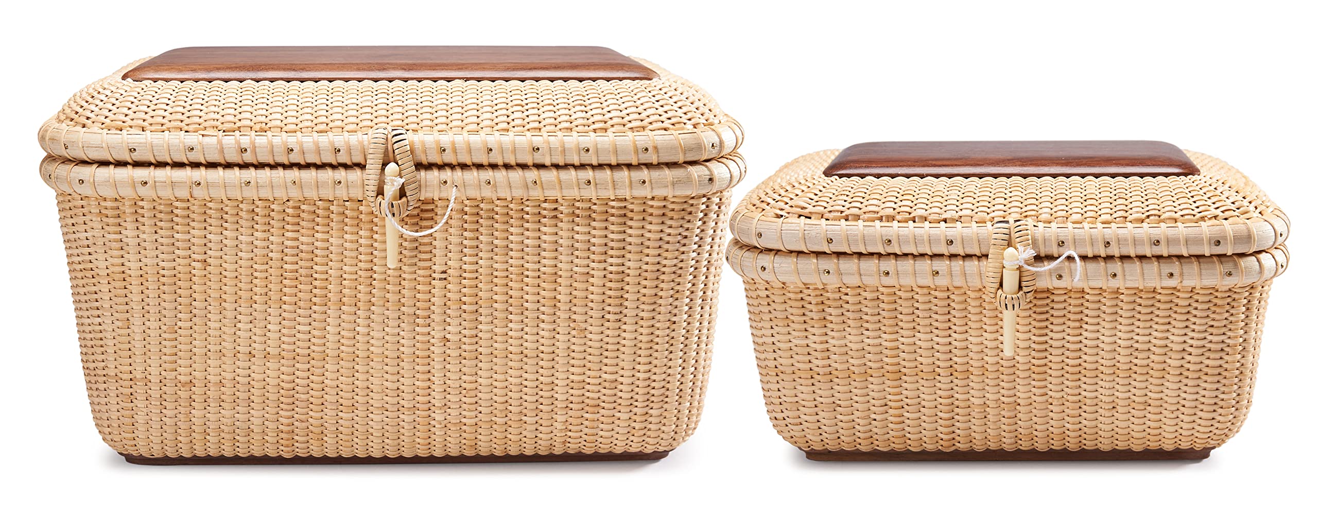Teng Jin Decorative with Lid Handmade Nantucket basket A gorgeous little jewelry box Cane staves finely-woven home-storage-baskets-and-containers Arts,Luxury Container
