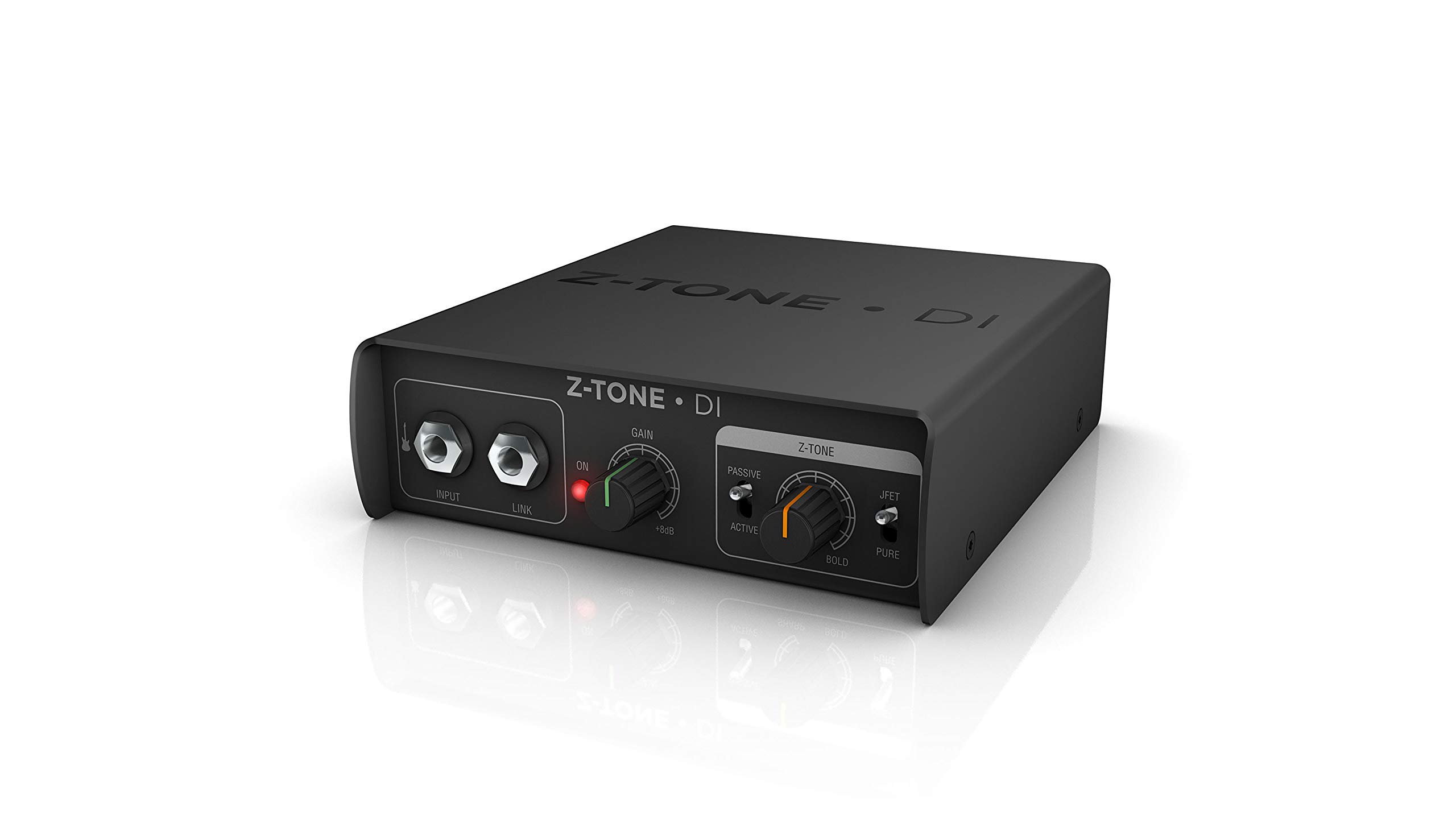 IK Multimedia Z-Tone DI Instrument preamp, Direct Box with Active/Passive Pickups selector, switchable Pure/JFET Channels, and Ground Lift for use as a reamp Box