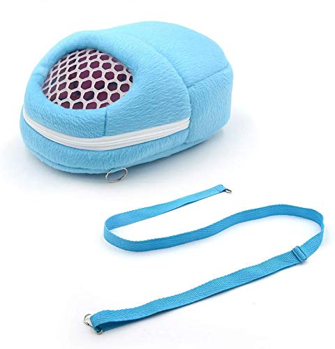 Pet Carrier Bag,Breathable Small Animal Outgoing Bag Portable Travel Hamster Handbag with Shoulder Strap for Hedgehog Hamster Mouse Rat Sugar Glider Squirrel Chinchilla Rabbit (Blue)