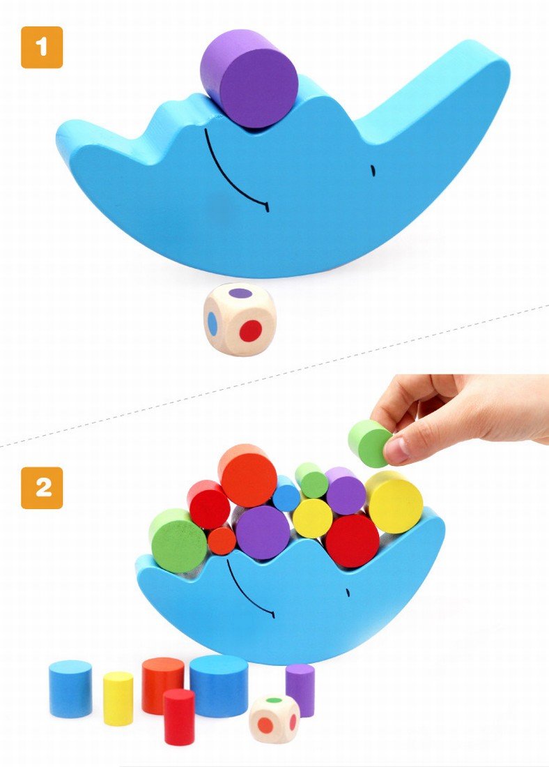 HWD Wooden Stacking Blocks Balancing Games, Moon Equilibrium Puzzles Toy, Preschool Early Educational Parent-Child Interaction Sorting Games for Toddler, Kids, Children