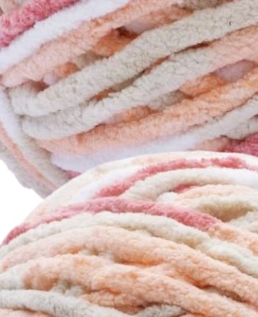 Bernat Baby Blanket Yarn - Big Ball (10.5 oz) - 3 Pack with Pattern Cards in Color (Peach Blooms)