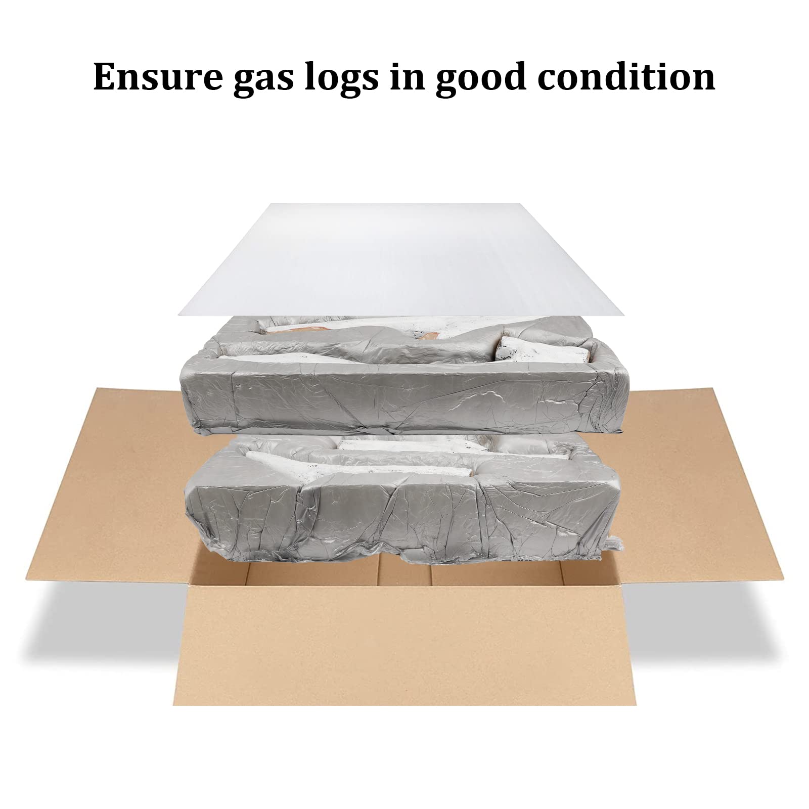 Uniflasy 26.8" Gas Fireplace Log Set, Ceramic White Birch for Intdoor Inserts, Vented, Propane, Electric Gas Fireplaces, Outdoor, Linear Fire Pits Ceramic Fiber Fake Wood Logs, Fireplace Decor, 6pcs