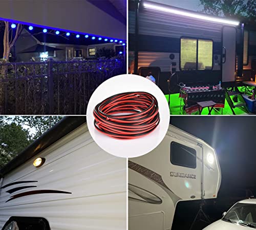 Dobertry RV Light Extension Cable Wire Cord for Led Interior Light Bar Strip Lights, 66ft 22awg Wires for RV Camper Motorhome Travel Trailer Cargo Van Cabinet Ceiling Dome Awning Porch underglow Light