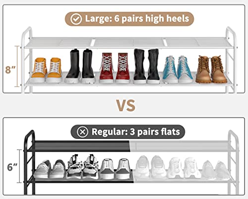 Dicasser 3-Tier Long Shoe Rack Organizer Extra Large Capacity for 24 Pairs,White