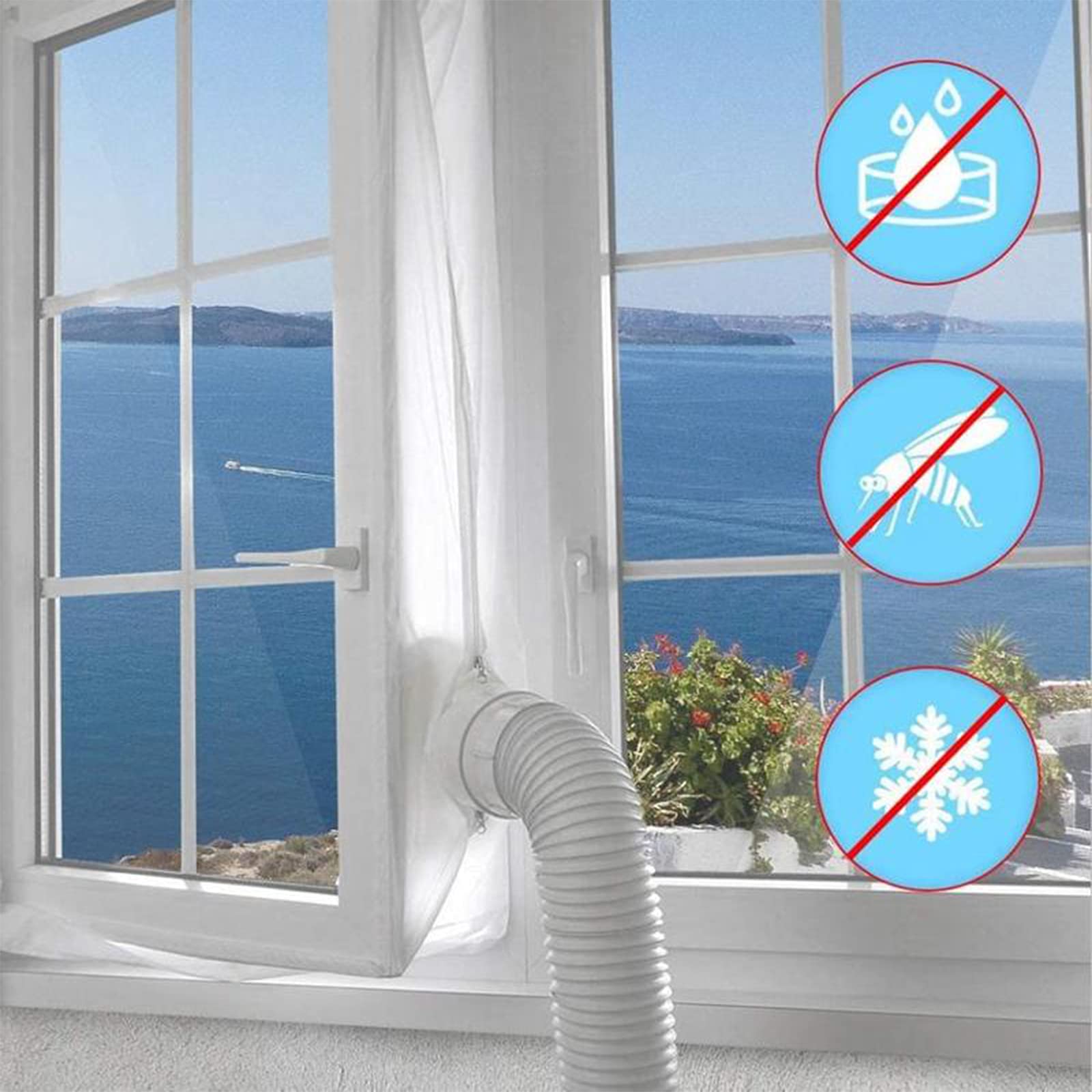 UniForU Window Seal for Portable Air Conditioner Window Cover with The Double Access Zipper and Adhesive Fastener 400cm/157β (400cm/157)