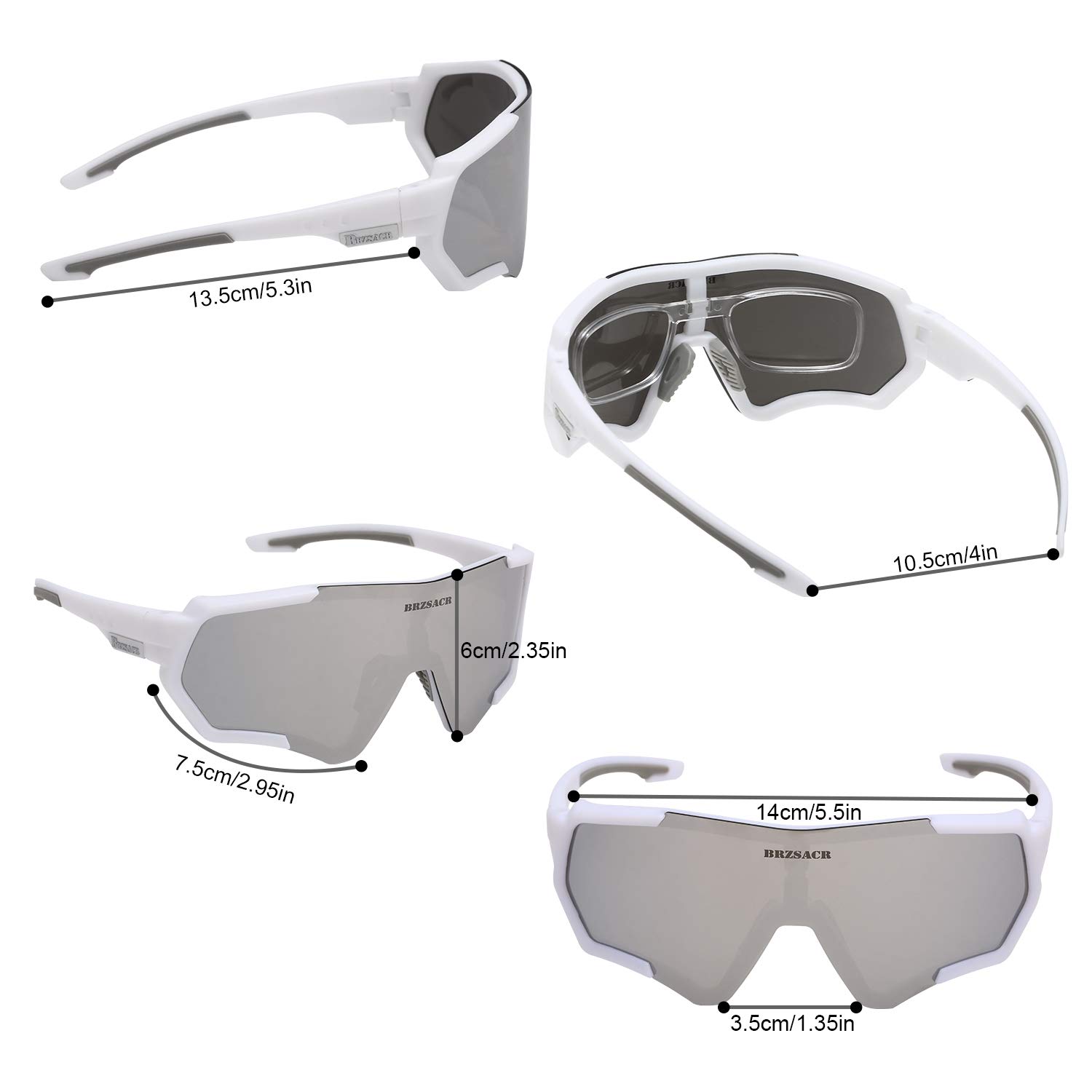 BRZSACR Polarized Cycling Sunglasses Sports Sunglasses with 3 Interchangeable Lenes (Green)