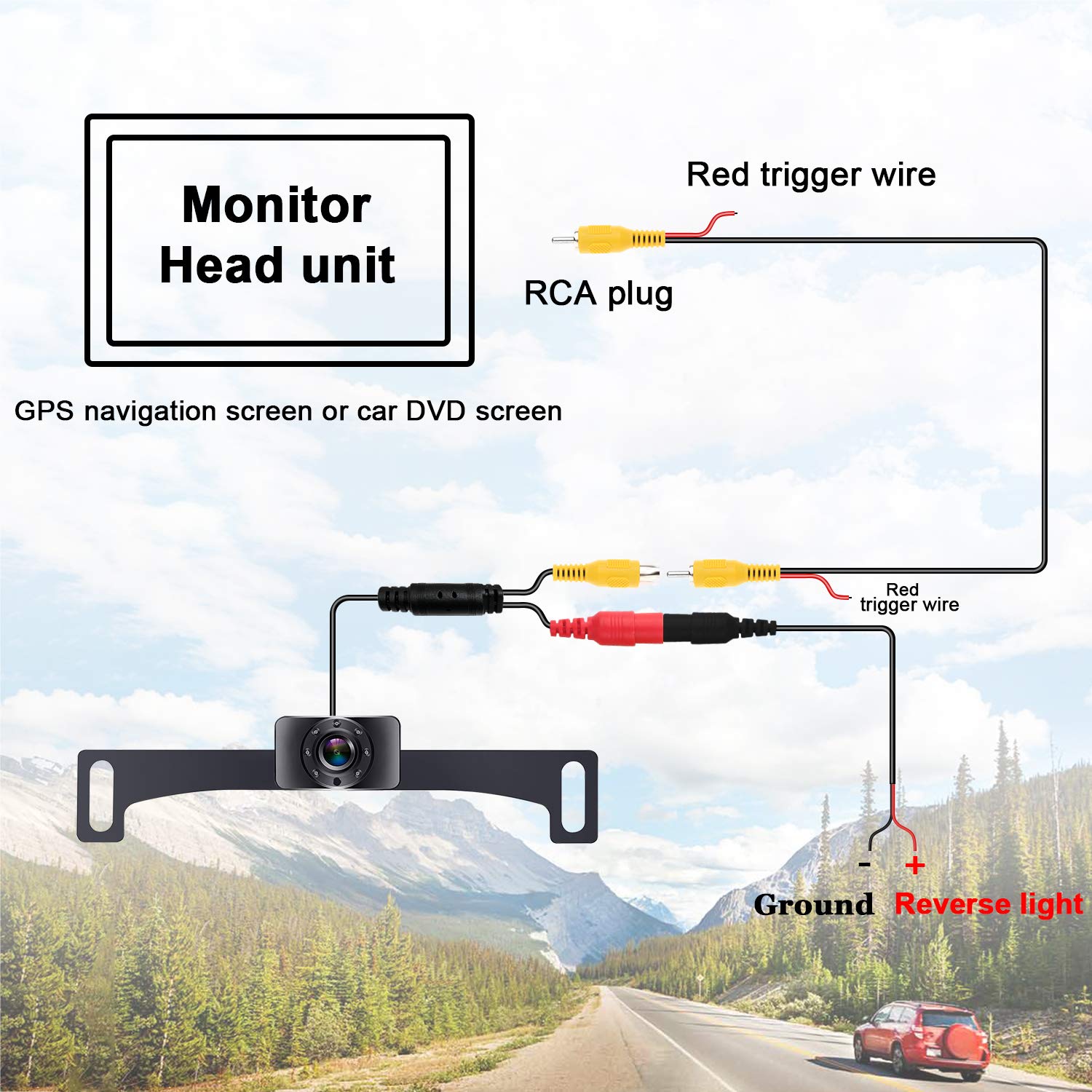 Backup Camera for Car HD with 7 Auto LED Night Vision Hitch Rear View Camera or Switches for Front Camera with RCA Connector for Truck,SUV,Car, Pickup,RV IP69K Waterproof 150˚ View Angle DoHonest P29