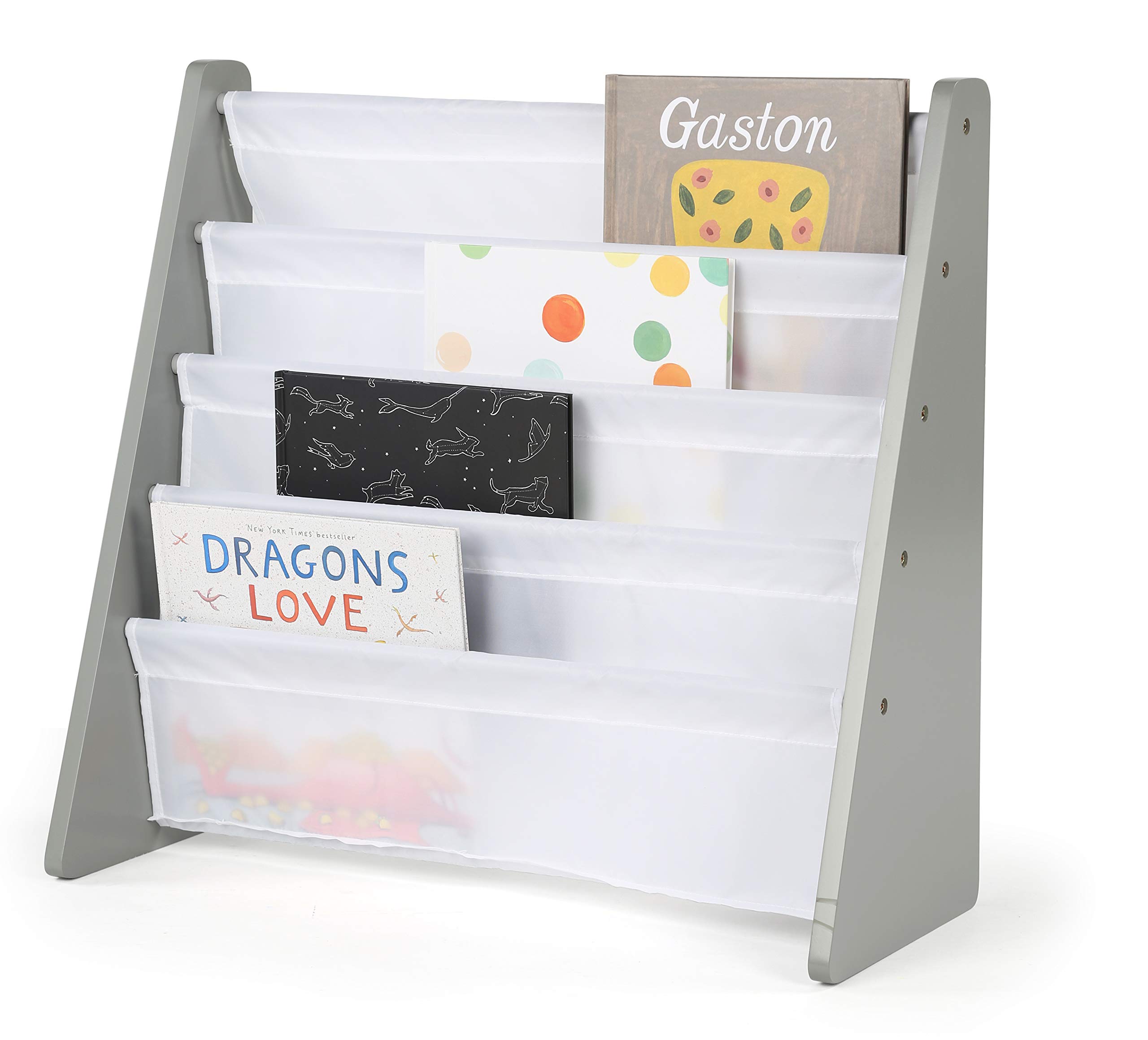 Humble Crew Kids Toy Organizer with 9 Storage Fabric Bins, Grey & Grey/White Kids Book Rack Storage Bookshelf, 4 Tiers