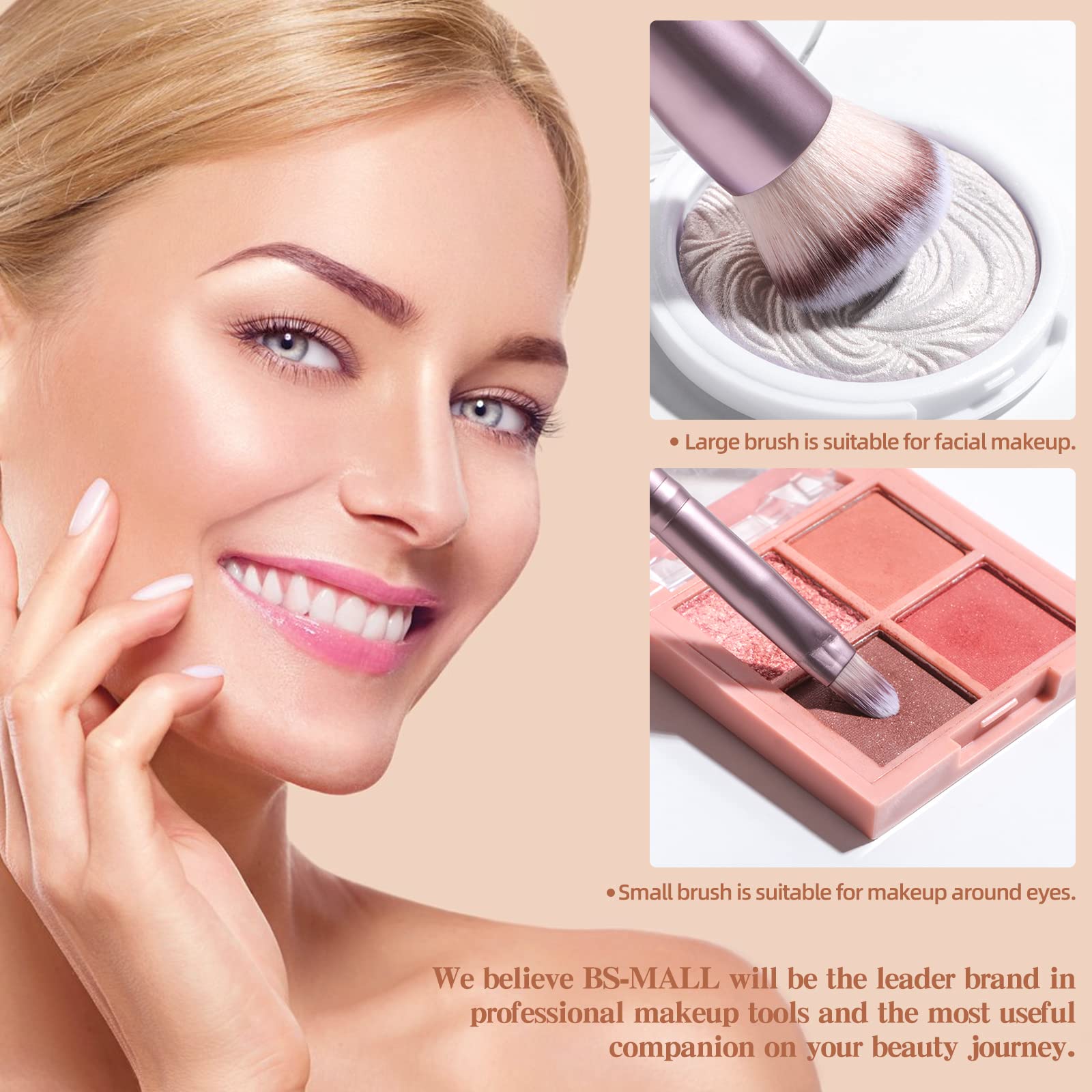 BS-MALL Makeup Brushes Stand Up Premium Synthetic Foundation Powder Concealers Eye Shadows (14rose)