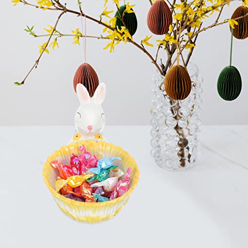 Didiseaon Easter Bunny Candy Bowl Ceramic Rabbit Bowl Snack Appetizer Nut Dish Candy Container Bunny Statue Figurine