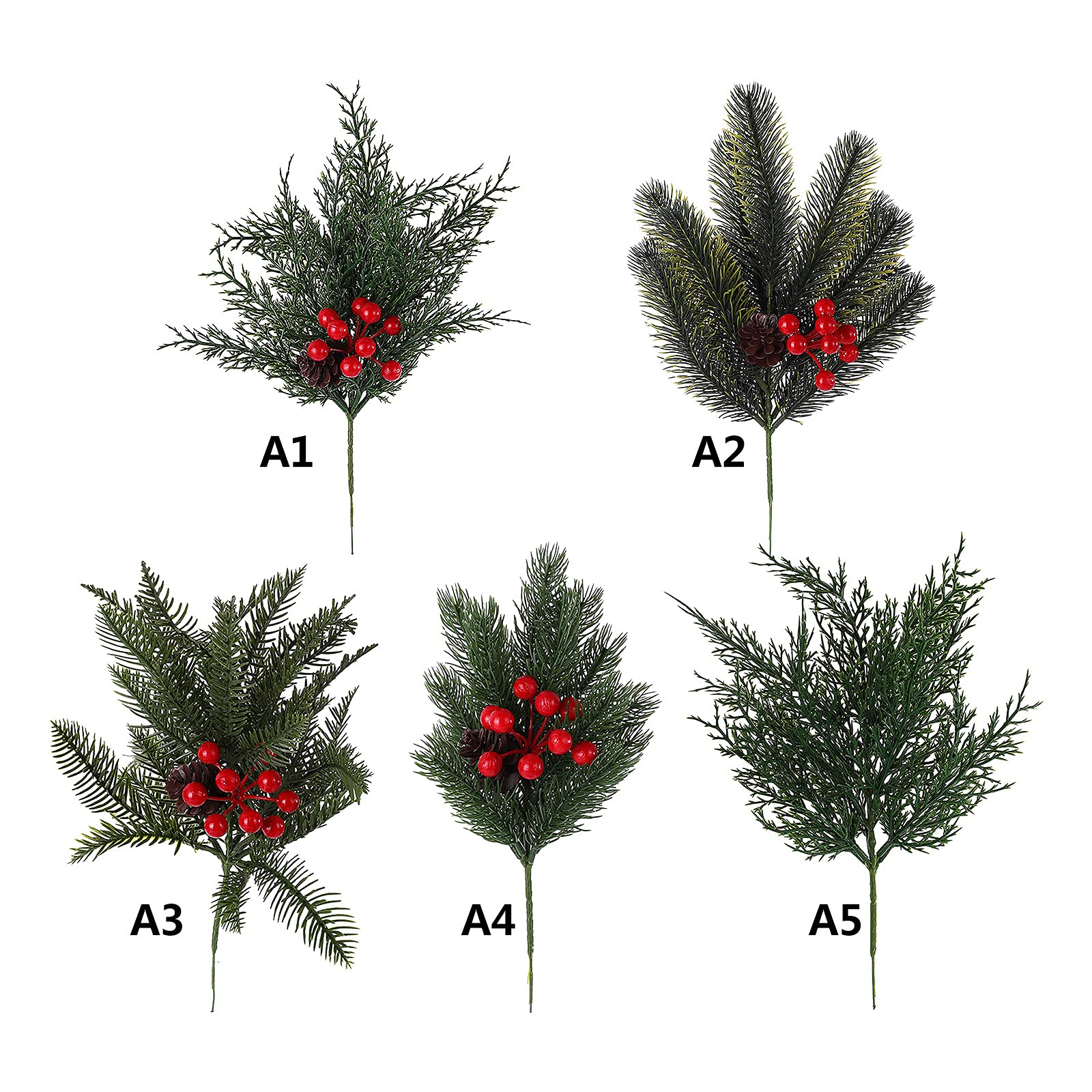 HYLYING 10 PCS Artificial Pine Branches Faux Cedar Sprigs with Pinecones Branch Fake Greenery Pine Picks for Christmas Holiday Winter Home Garden Decor, A1