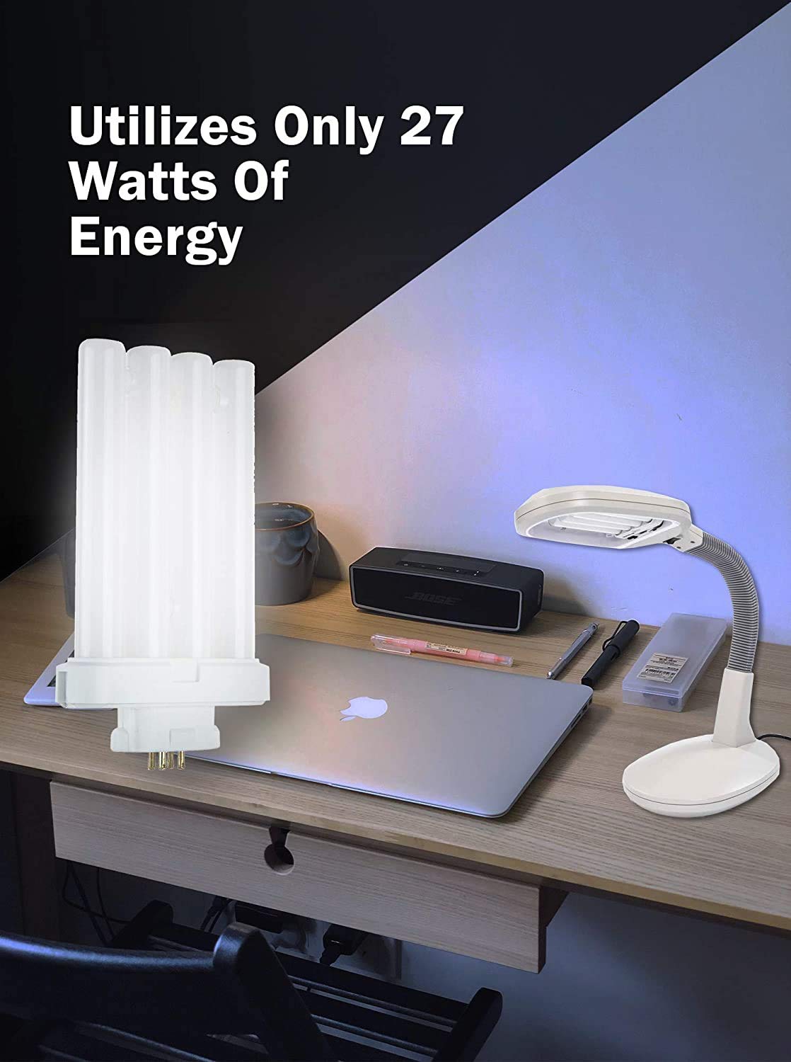 Dysmio Compact Fluorescent 27W Quad Tube, 6500K Daylight Light FML Light Bulbs with GX10Q-4 Base – 2 Pack