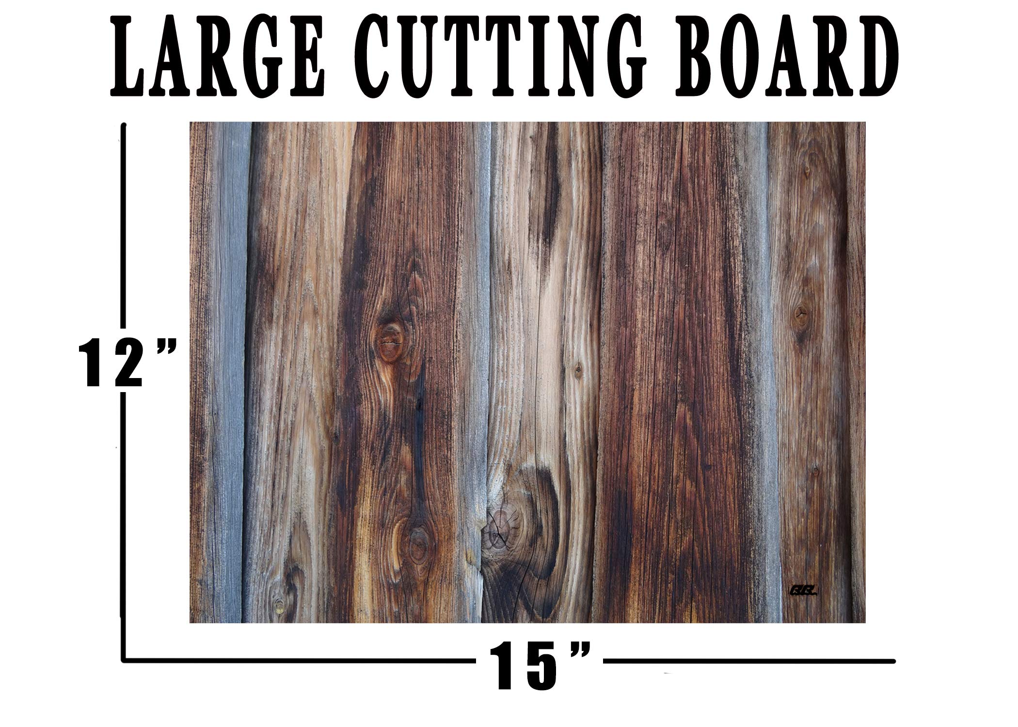 Blue Wood Grain Kitchen Glass Cutting Board Decorative Gift Country Fence Design