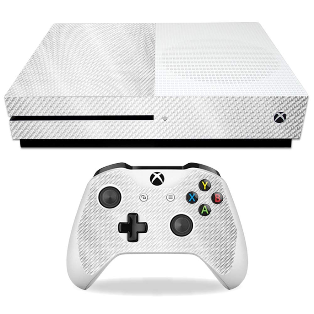 MightySkins Glossy Glitter Skin for Microsoft Xbox One S - White Carbon Fiber | Protective, Durable High-Gloss Glitter Finish | Easy to Apply, Remove, and Change Styles | Made in The USA