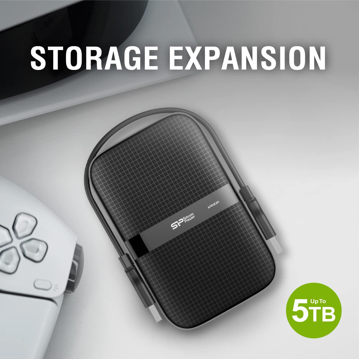 Silicon Power Black 1TB Rugged Portable External Hard Drive Armor A60, Shockproof USB 3.0 for PC, Mac, Xbox and PS4, Black