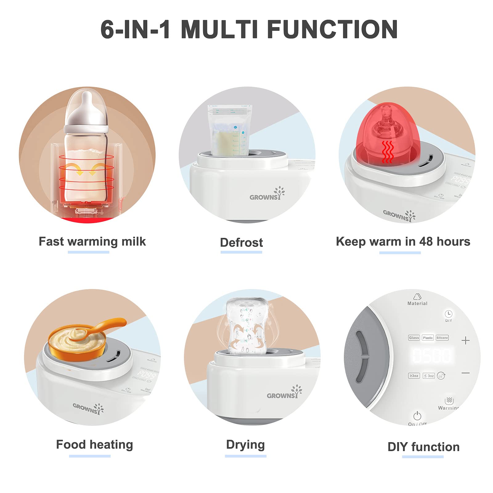 Baby Bottle Warmer Water-Free Fast Milk Warmer Baby Food Heater & Dryer for Breastmilk & Formula with Precise Temperature Control & Timer