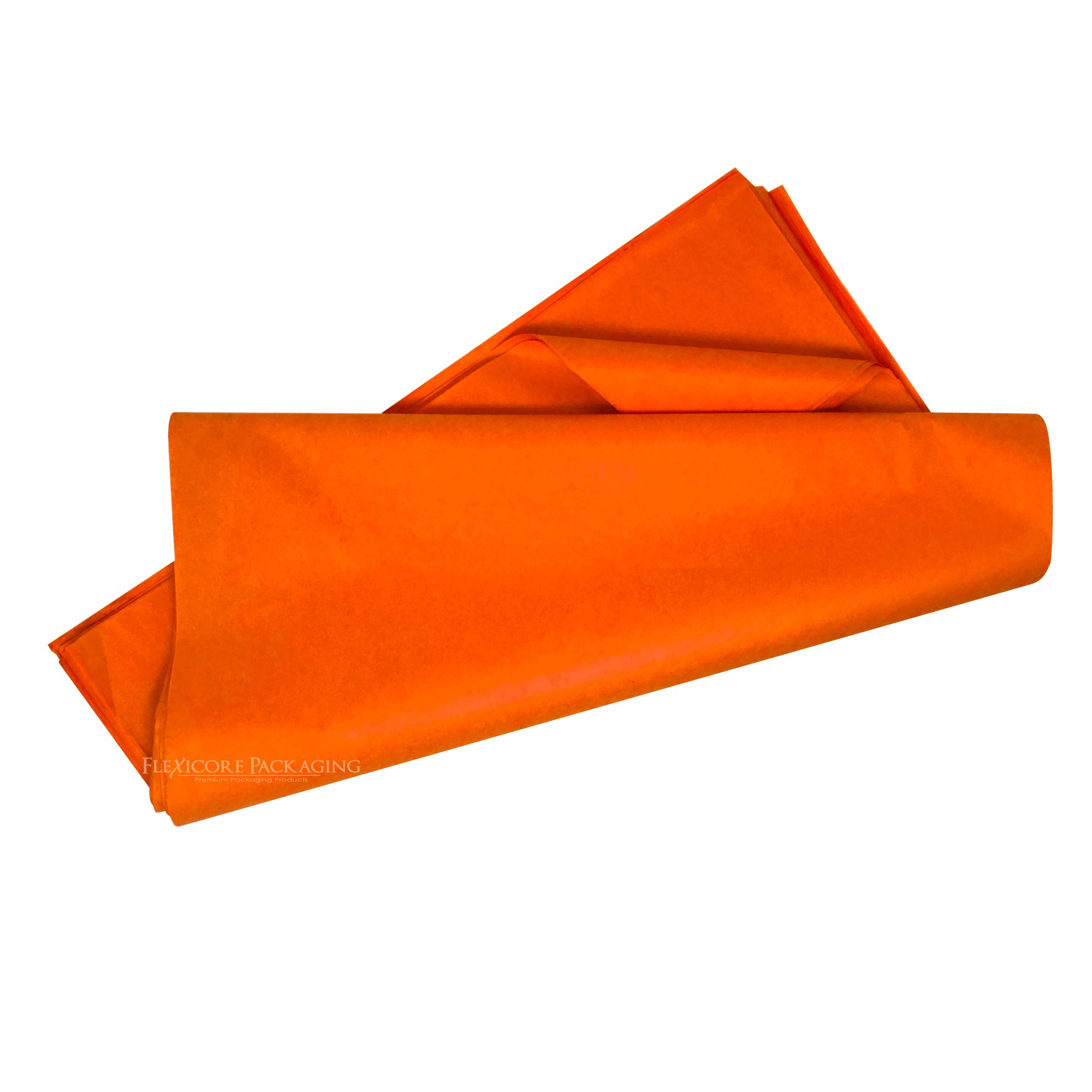 Flexicore Packaging |Orange Gift Wrap Tissue Paper | Size: 15 Inch X 20 Inch | Count: 10 Sheets | DIY Craft, Art, Wrapping, Crepe, Decorations, Pom Pom, Packing & Party