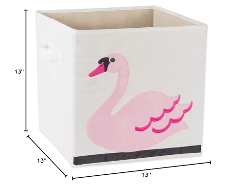 E-Living Store Collapsible Storage Bin Cube for Bedroom, Nursery, Playroom and More 13x13x13 - Swan