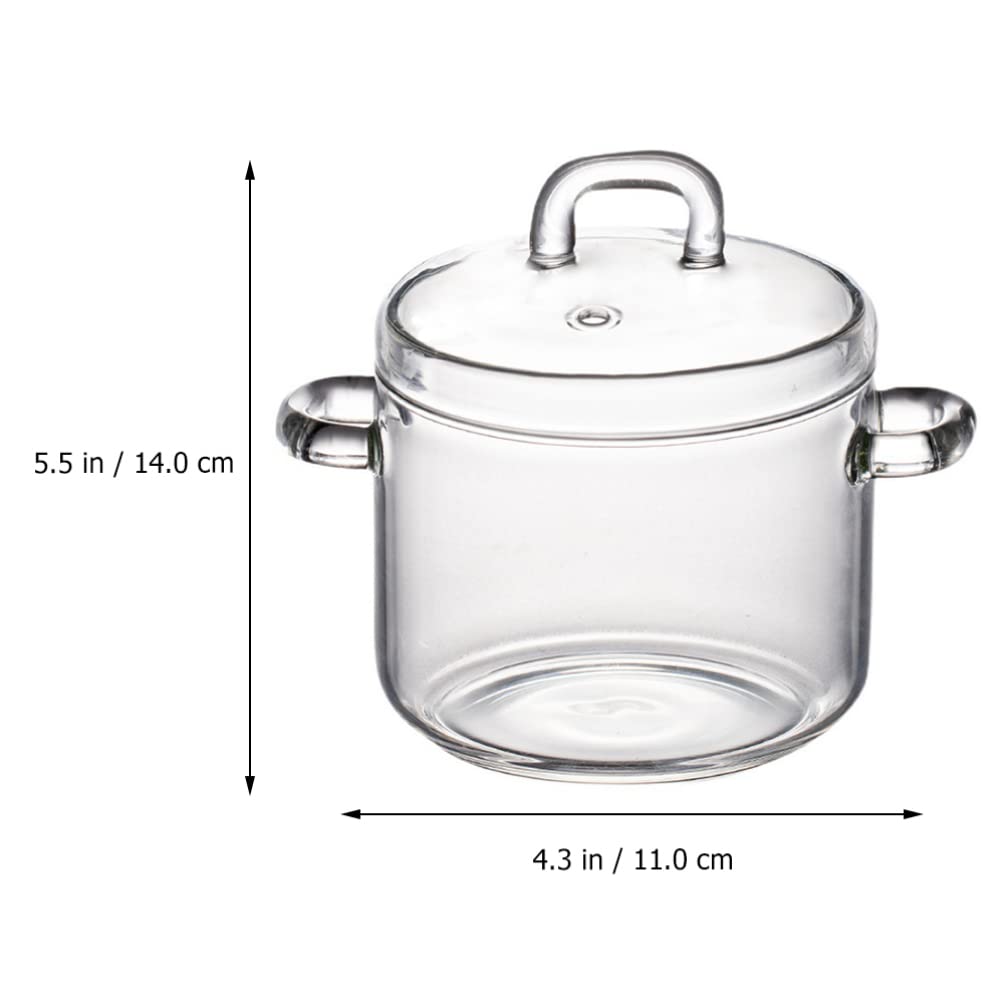 Clear Glass Cooking Pot Saucepan: - Glass Stew Pot with Lid Small Stovetop Pot Glass Cookware for Milk Pasta Noodles Soup 700ml