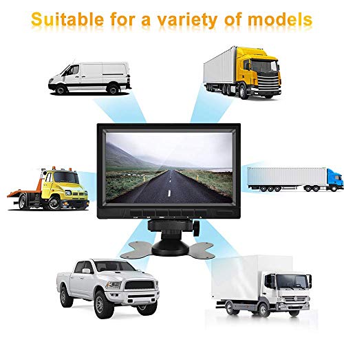 Backup Camera Rear View Monitor 7 inch 1080P Reverse Cam Kit Dual Split Screen DVR Waterproof Night Vision Rearview Camera for Truck, Trailer, Large Box, RV, Camper, Bus Easy Installation Grid Lines