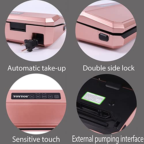 YOVYOV Vacuum Sealer Machine, 80kPa Vacuum Sealer Machine with Starter Kits, Vacuum Air Sealing System for Food Preservation, Dry & Moist Food Modes, Compact Design (Rose Gold)